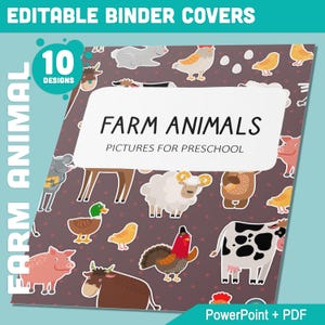 10 Editable Farm Animal Binder Covers, Includes 1, 1.5, 2" Spines ...