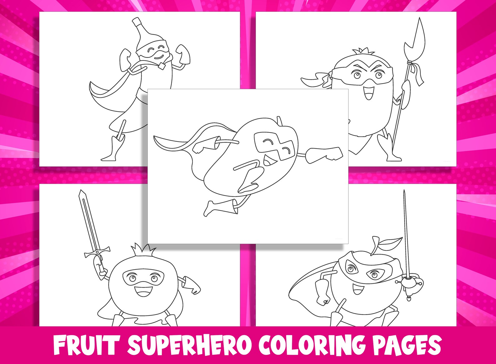 Fruit Superhero Coloring Pages: 20 High-resolution Fruity Heroes to ...