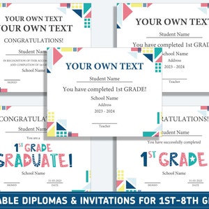 Editable 2nd Grade Diploma, 1st to 8th Grade Diploma, Certificate of ...