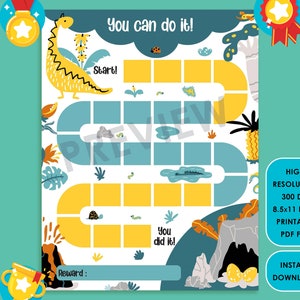 Printable Dinosaur Reward Chart, Space-themed Behavior Chart for Boys ...