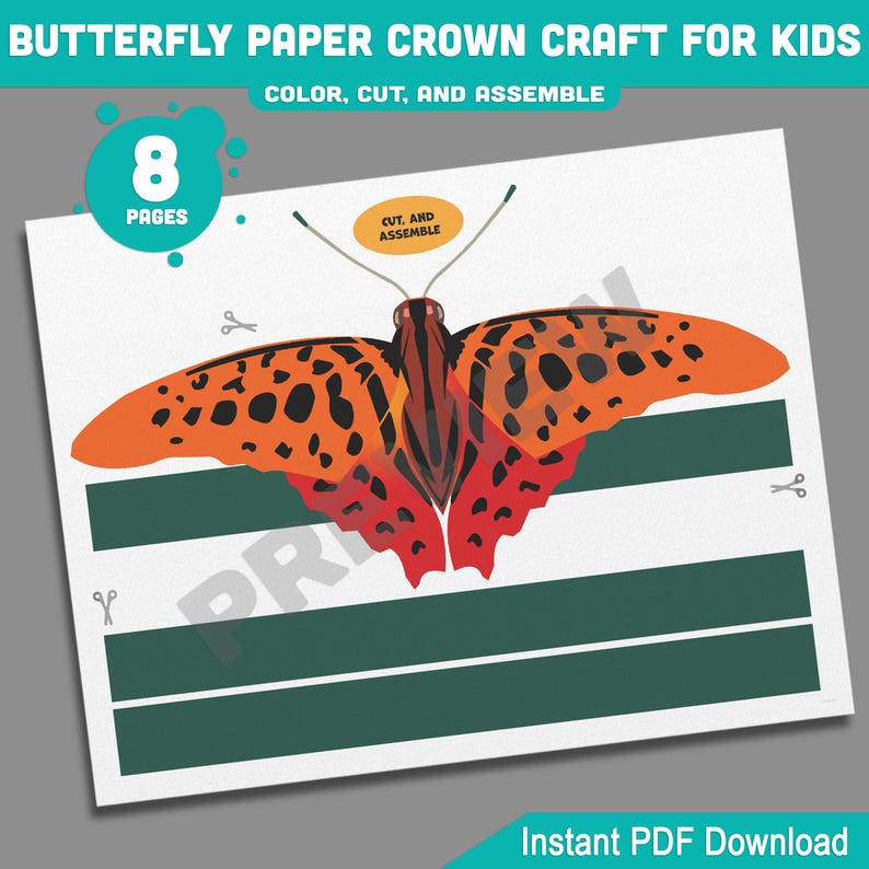 Butterfly Paper Crown Craft for Kids – 4 Fun Spring Headband and Hat ...