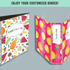 Summer Fruits and Berries Binder Cover, 10 Printable & Editable Covers ...