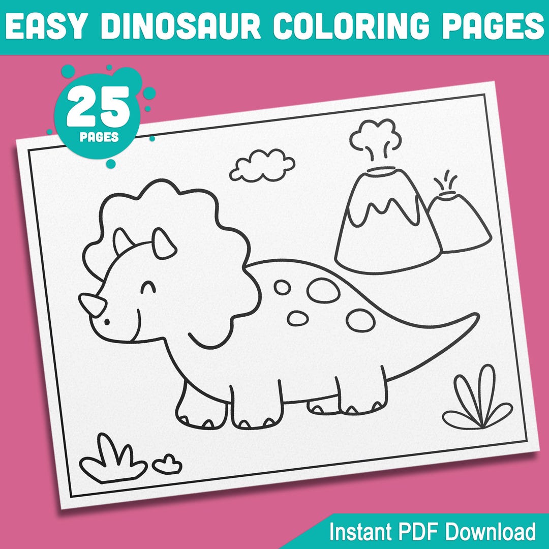 Dinosaur Coloring Pages: 25 Easy Dinosaur Designs for Kindergarten and ...