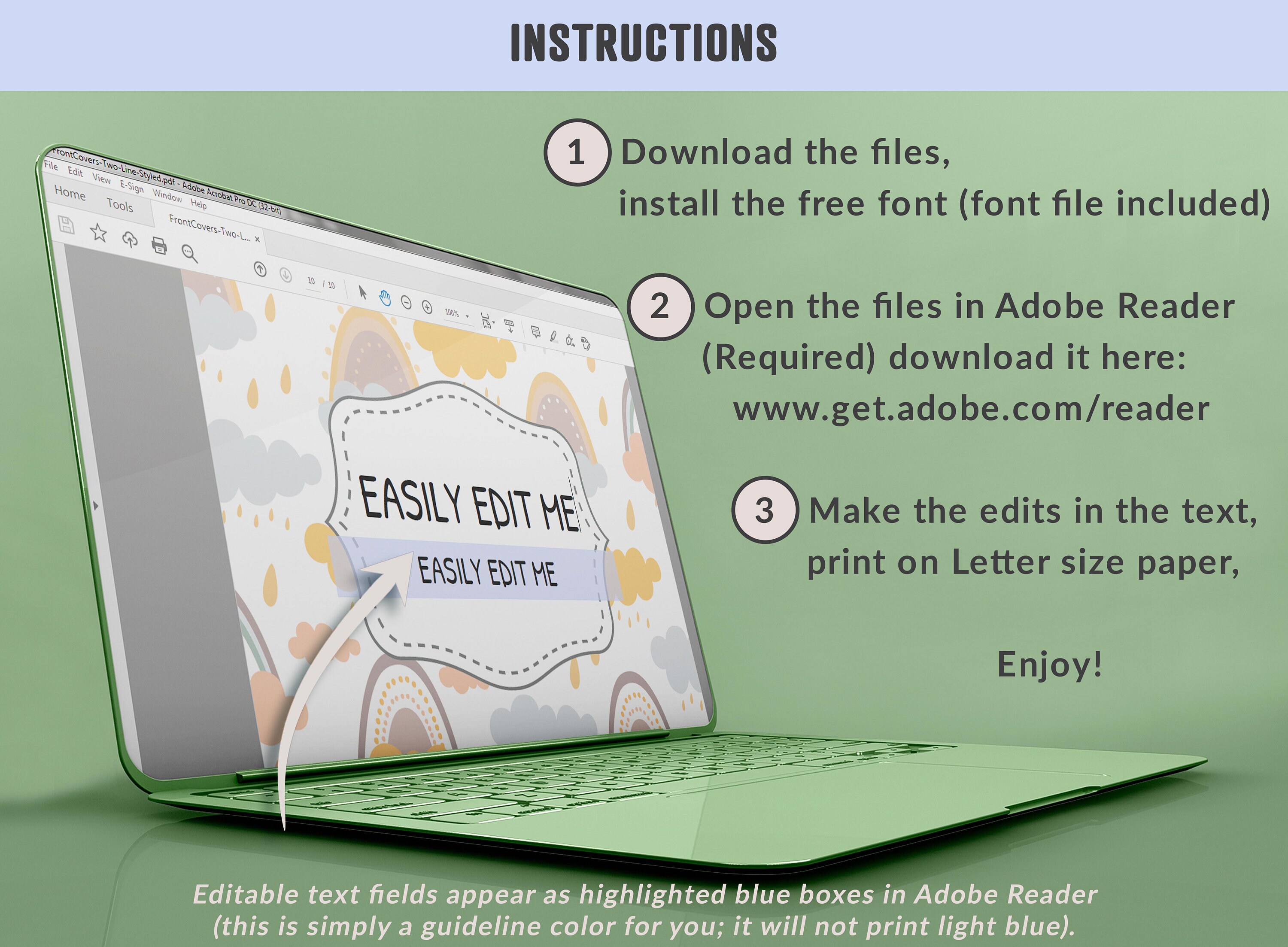 Rainbow Binder Cover Printable Editable, 10 Coversspines, Binder Insert ...