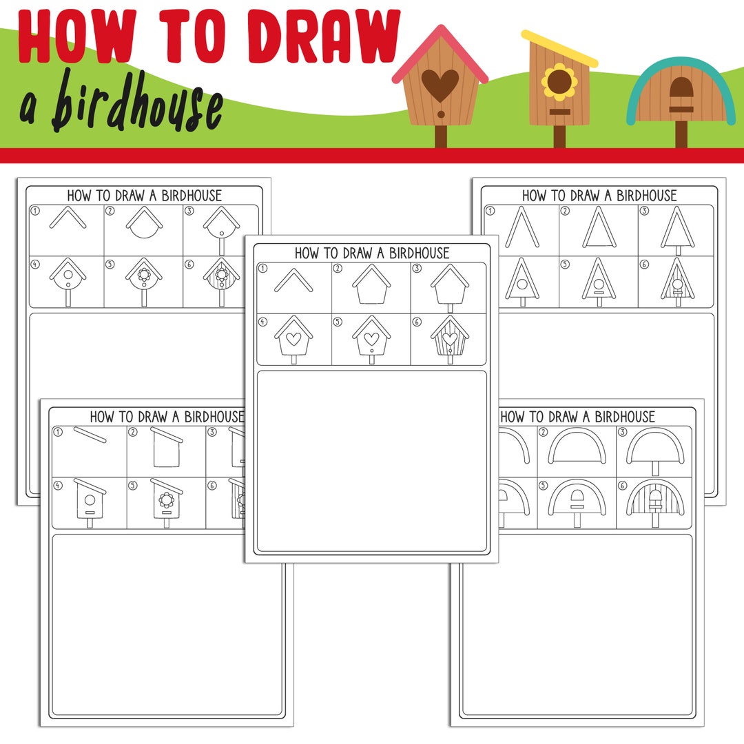 Learn How to Draw a Birdhouse: Directed Drawing Step by Step Tutorial ...
