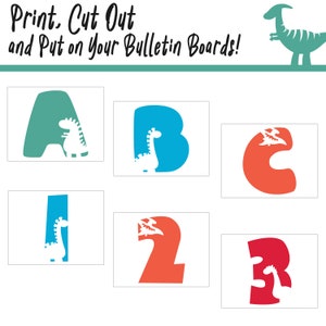 Dinosaur Bulletin Board Letters | A - Z, Letters and Numbers,1 and 2 ...