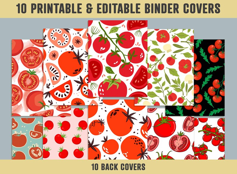 Tomato Binder Covers 10 Printable & Editable Binder - Etsy