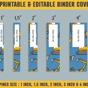 Construction Truck Binder Cover, 10 Printable & Editable Binder Covers ...