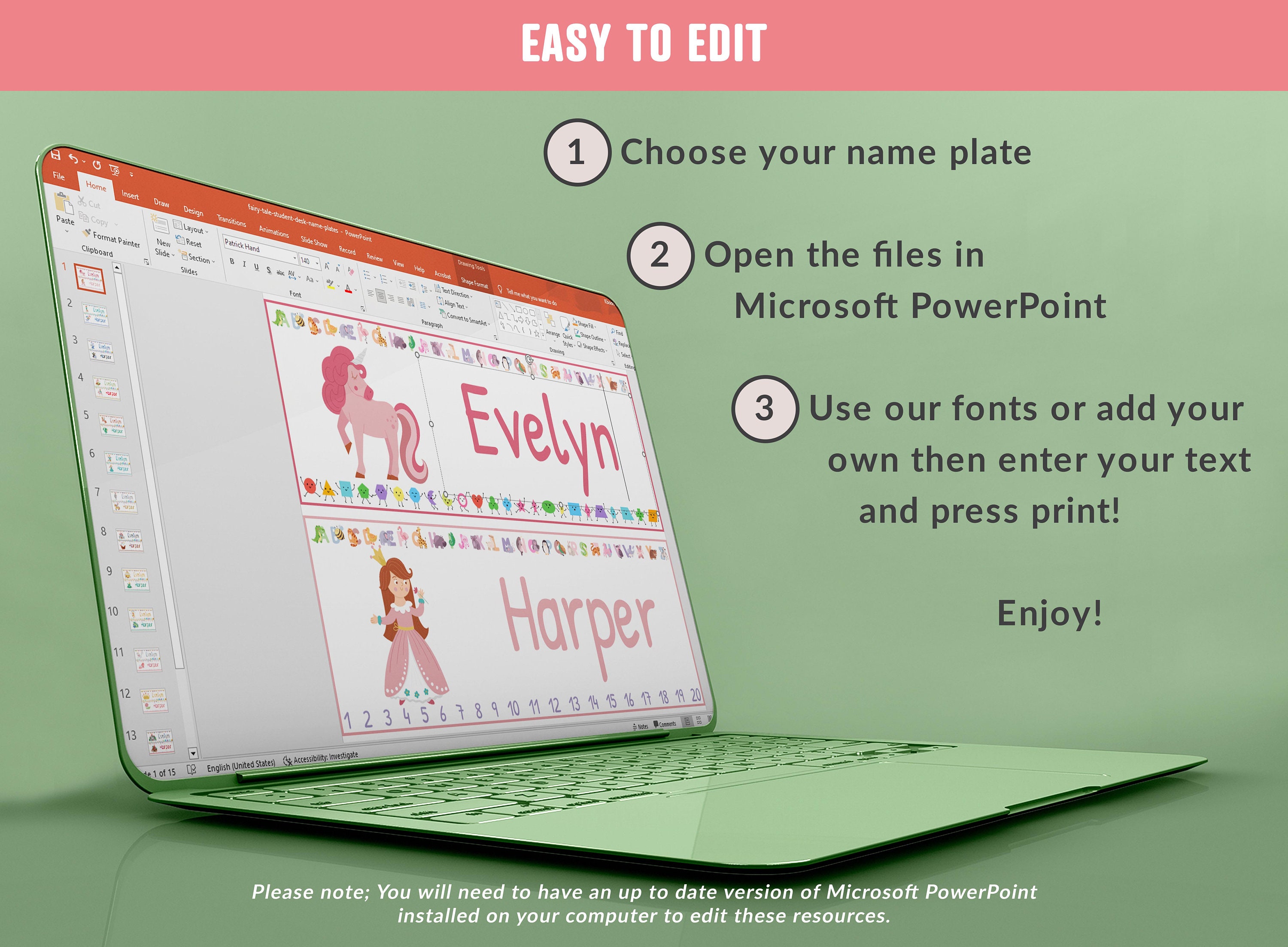 Student Desk Plates 30 Printable/editable Fairy Tale Classroom Name ...