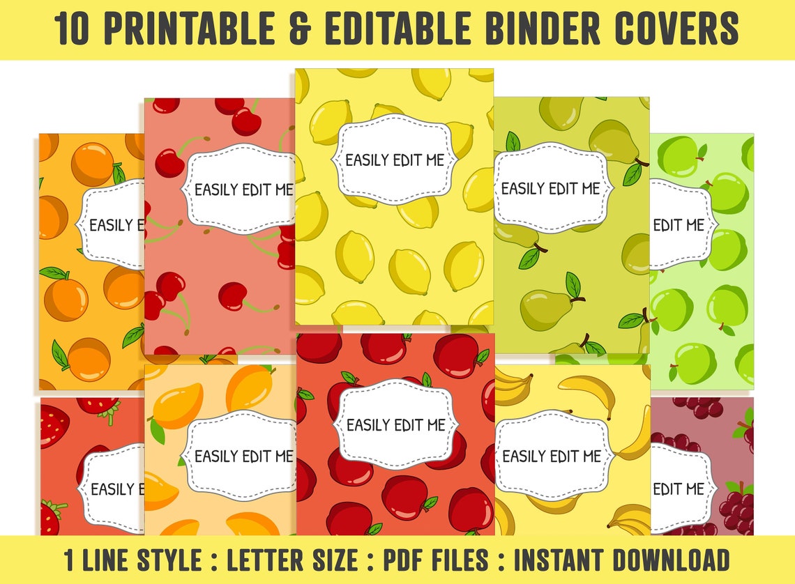 Binder Cover Printable Editable 10 Coversspines Binder - Etsy