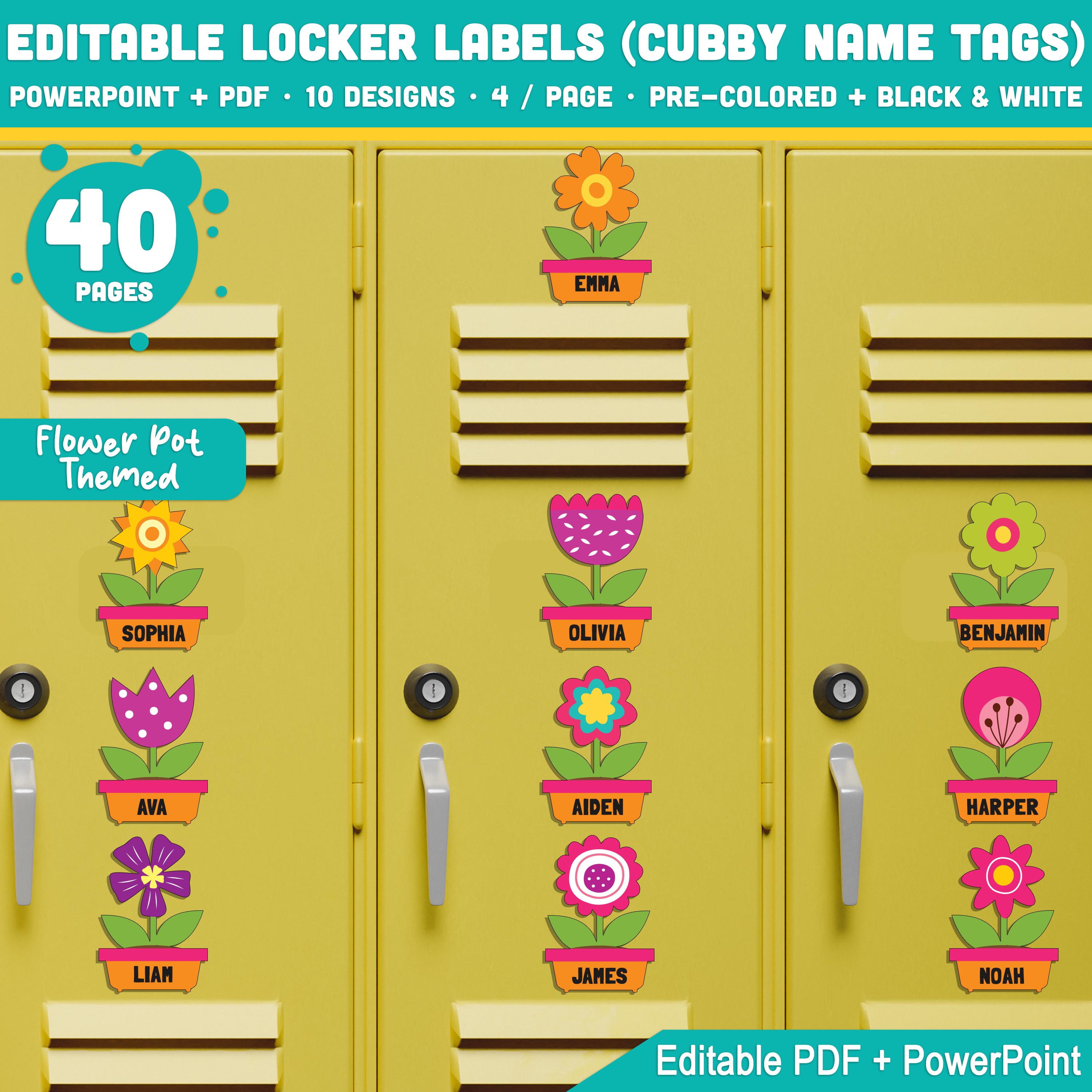 Editable Locker Labels (cubby Name Tags), Flower Pot Themed, PDF ...