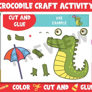 Cute Crocodile Craft Activity - Color, Cut, and Glue for Prek to 2nd ...