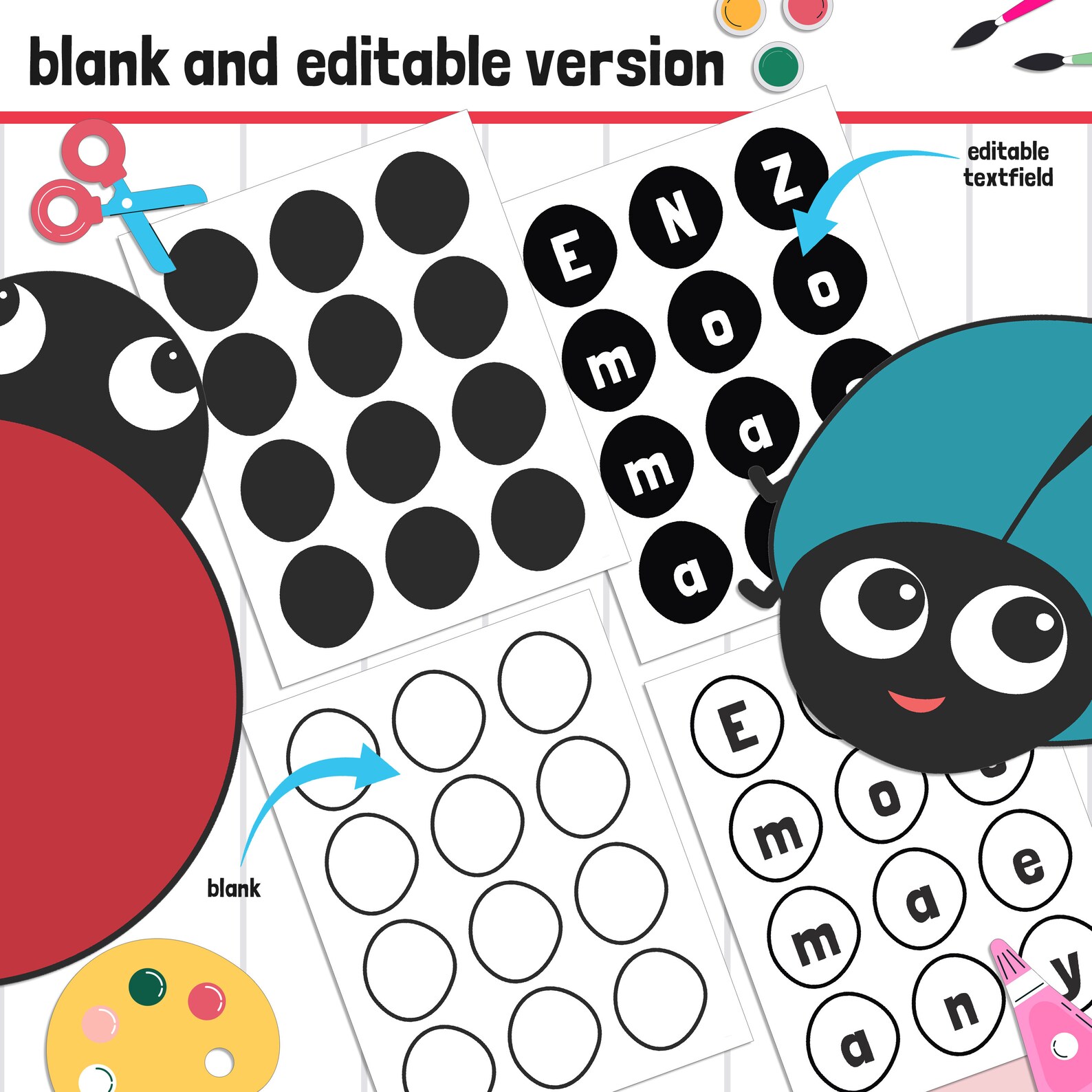 Ladybug Name Craft Activity: Back to School Bulletin Board, 40 Pages, 5 ...