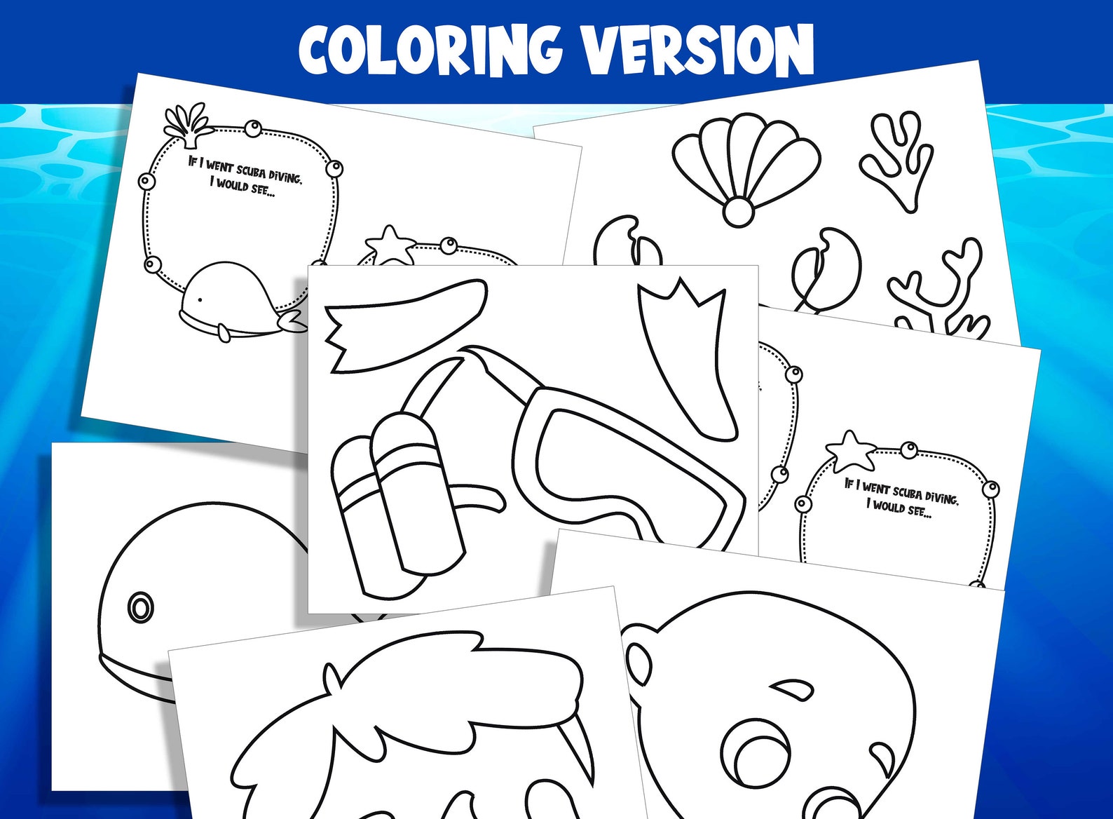 Underwater Adventures Craft Bundle: Scuba Diver and Ocean Animals Dive ...