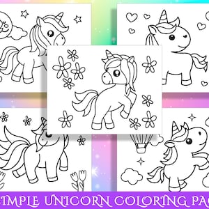 Simple Unicorn Coloring Pages: 25 Fun Activity Sheets for Preschool and ...