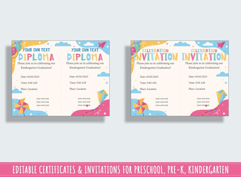 Preschool and Kindergarten End of Year Celebration Kit: 37 Editable ...