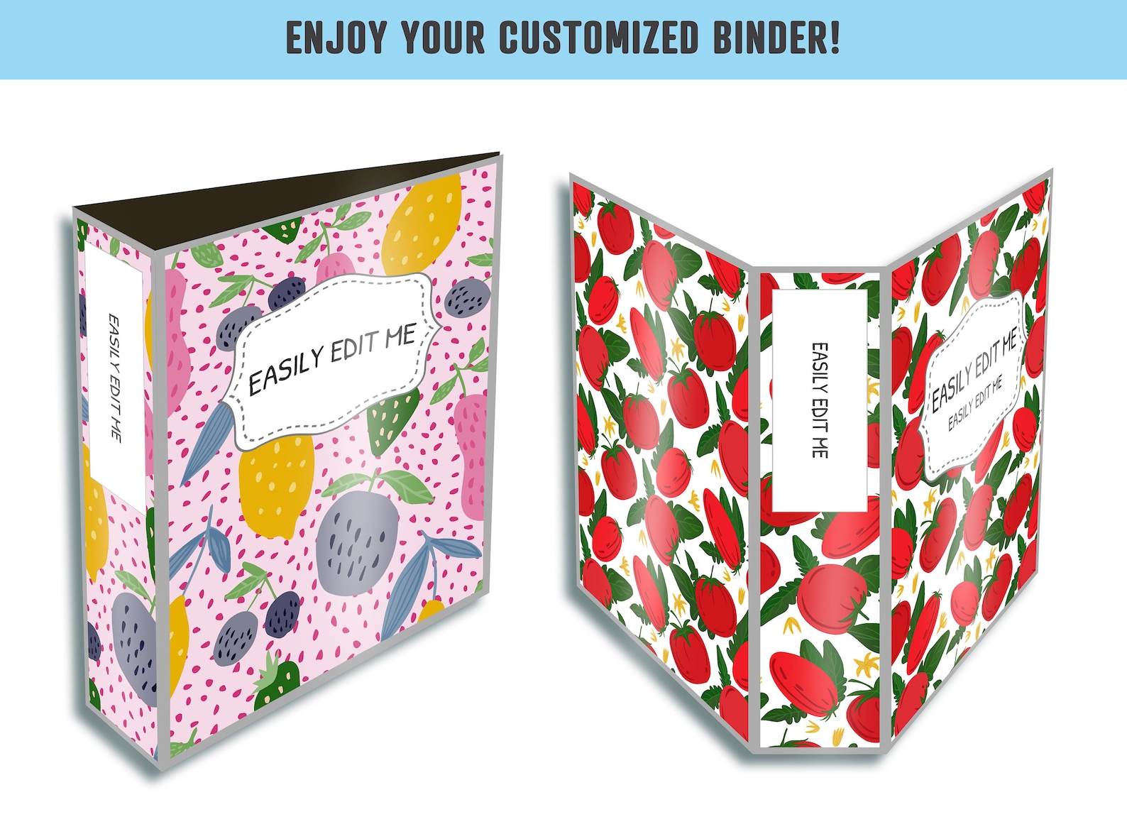 Fruits and Vegetables Binder Cover 10 Printable Editable - Etsy