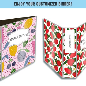 Fruits and Vegetables Binder Cover, 10 Printable Editable Covers+spines ...
