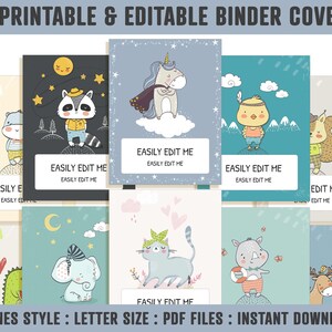 Animal Binder Cover, 10 Printable/editable Covers+spines, Binder Insert ...