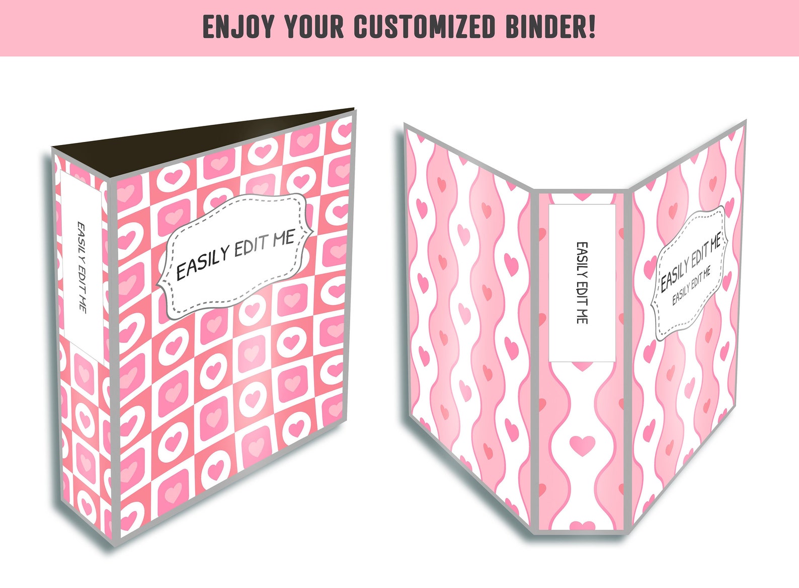 Valentine Binder Covers, 10 Printable & Editable Binder Covers+spines ...