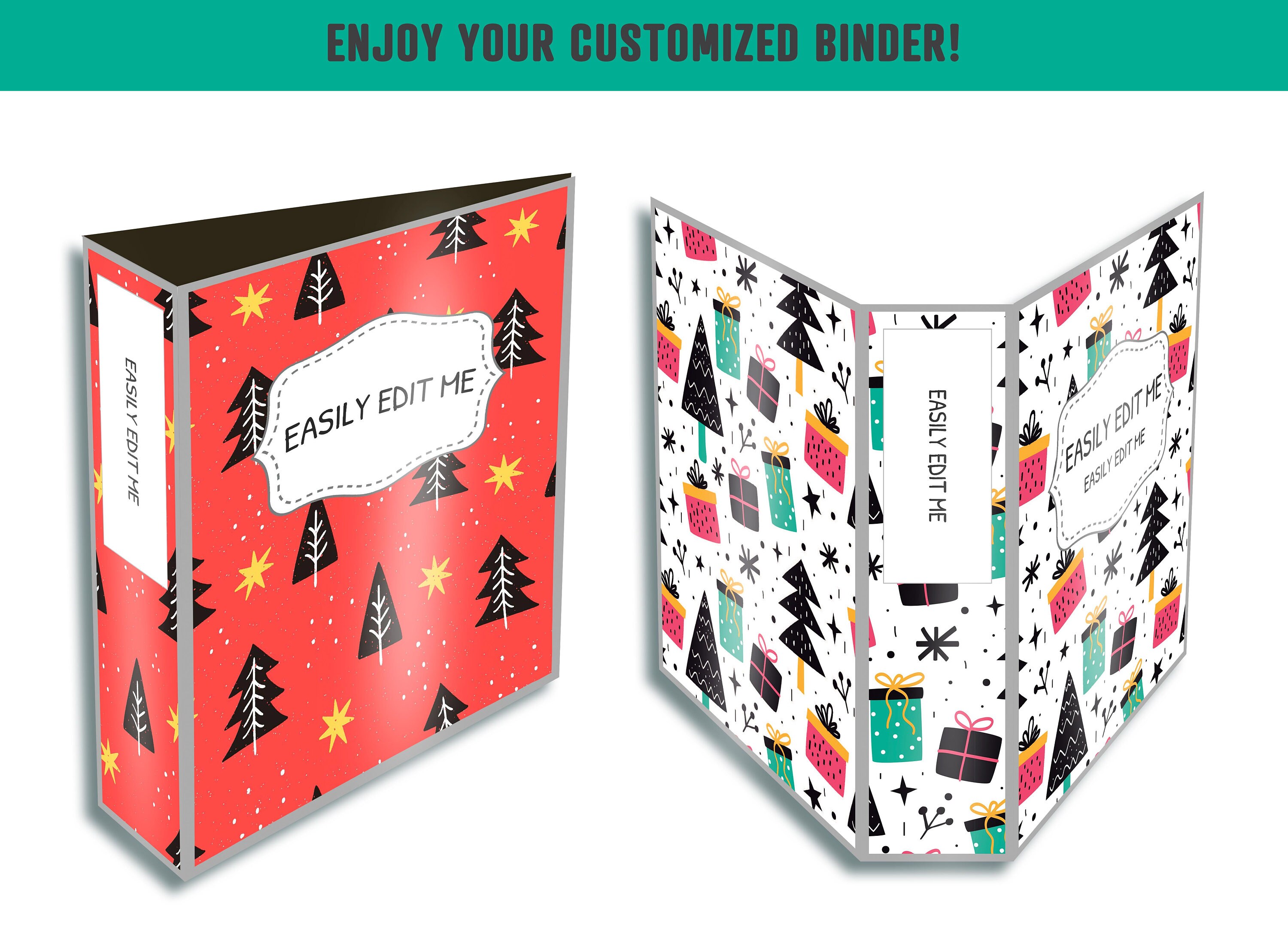 Christmas Binder Cover 10 Printable & Editable Coversspines - Etsy