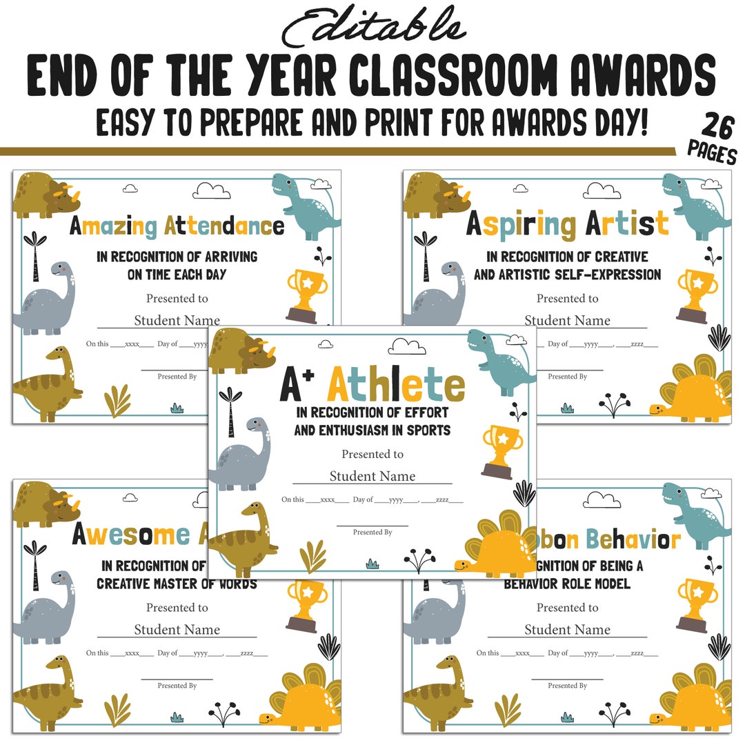 Customizable End-of-year Awards for Preschool or Kindergarten 26-page ...
