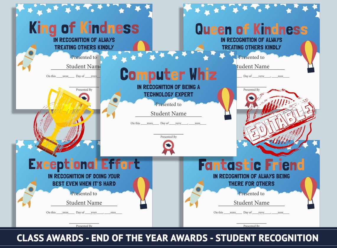 26 Editable Student Awards End of the Year Classroom Awards - Etsy