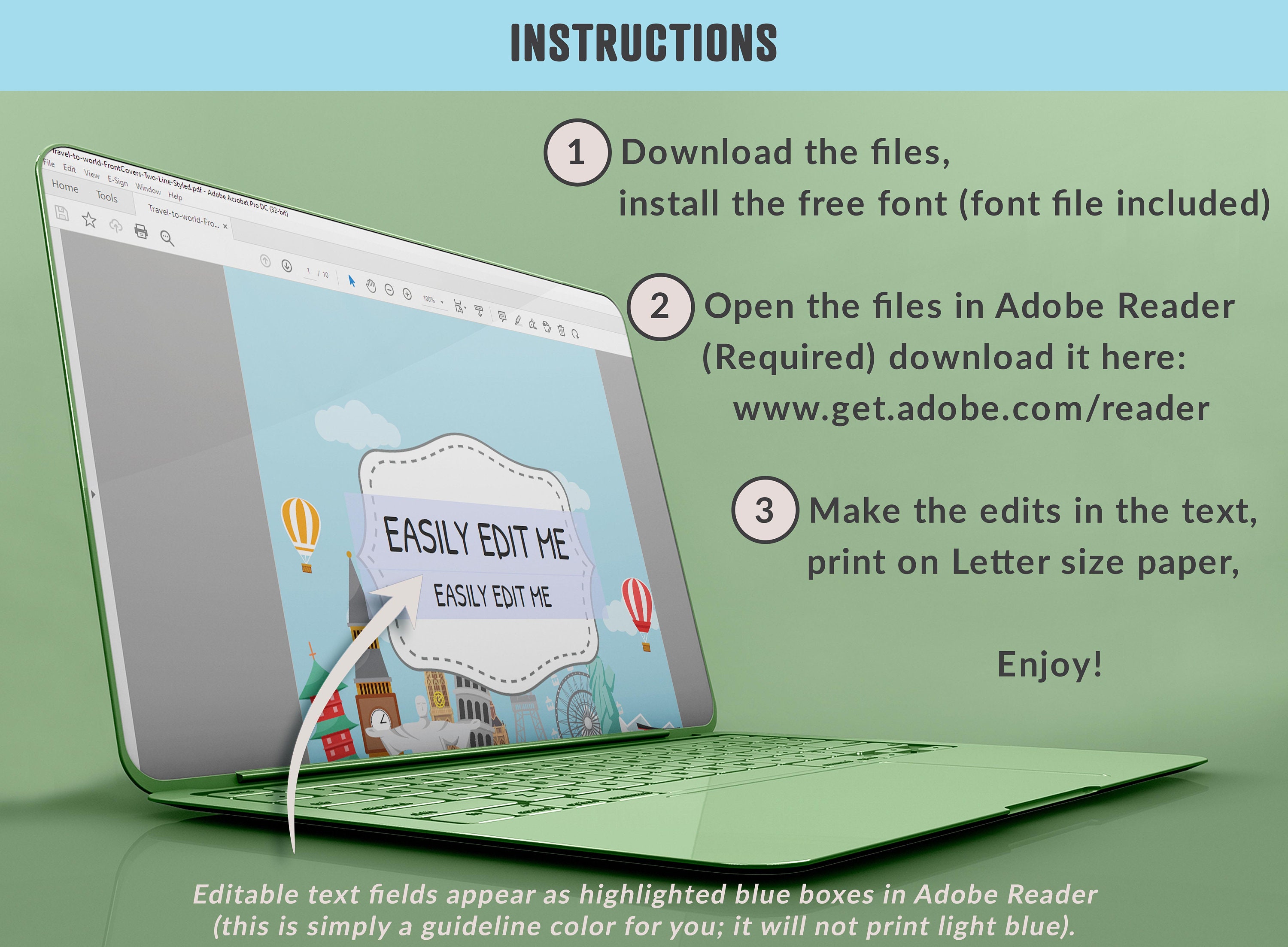 Travel to World, Cultural Travel Binder Cover, 10 Printable & Editable ...