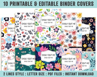 Printable Editable Floral Binder Cover Template - Etsy