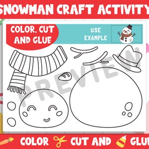 Snowman Craft Activity - Color, Cut, and Glue for Prek to 2nd Grade ...