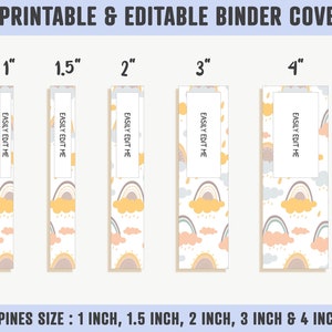 Rainbow Binder Cover Printable Editable, 10 Covers+spines, Binder ...