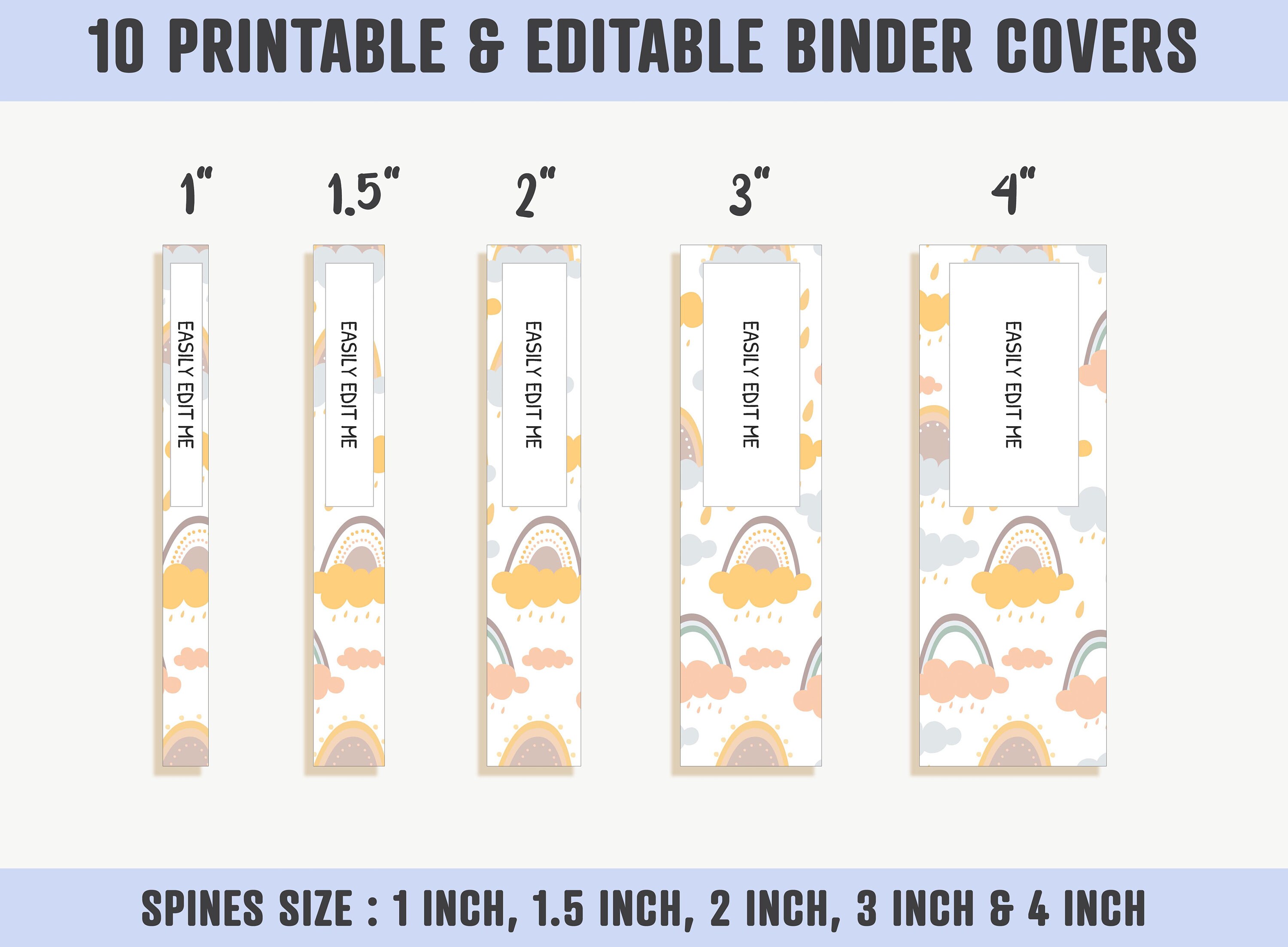 Rainbow Binder Cover Printable Editable, 10 Coversspines, Binder Insert ...