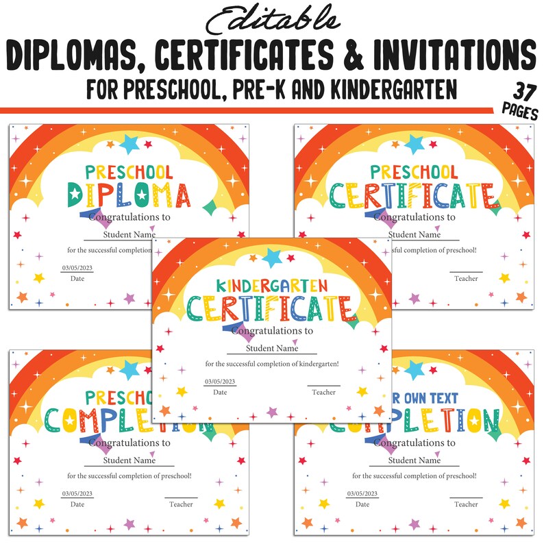37 Customizable Rainbow-themed Pre-k, Kindergarten, and Preschool ...