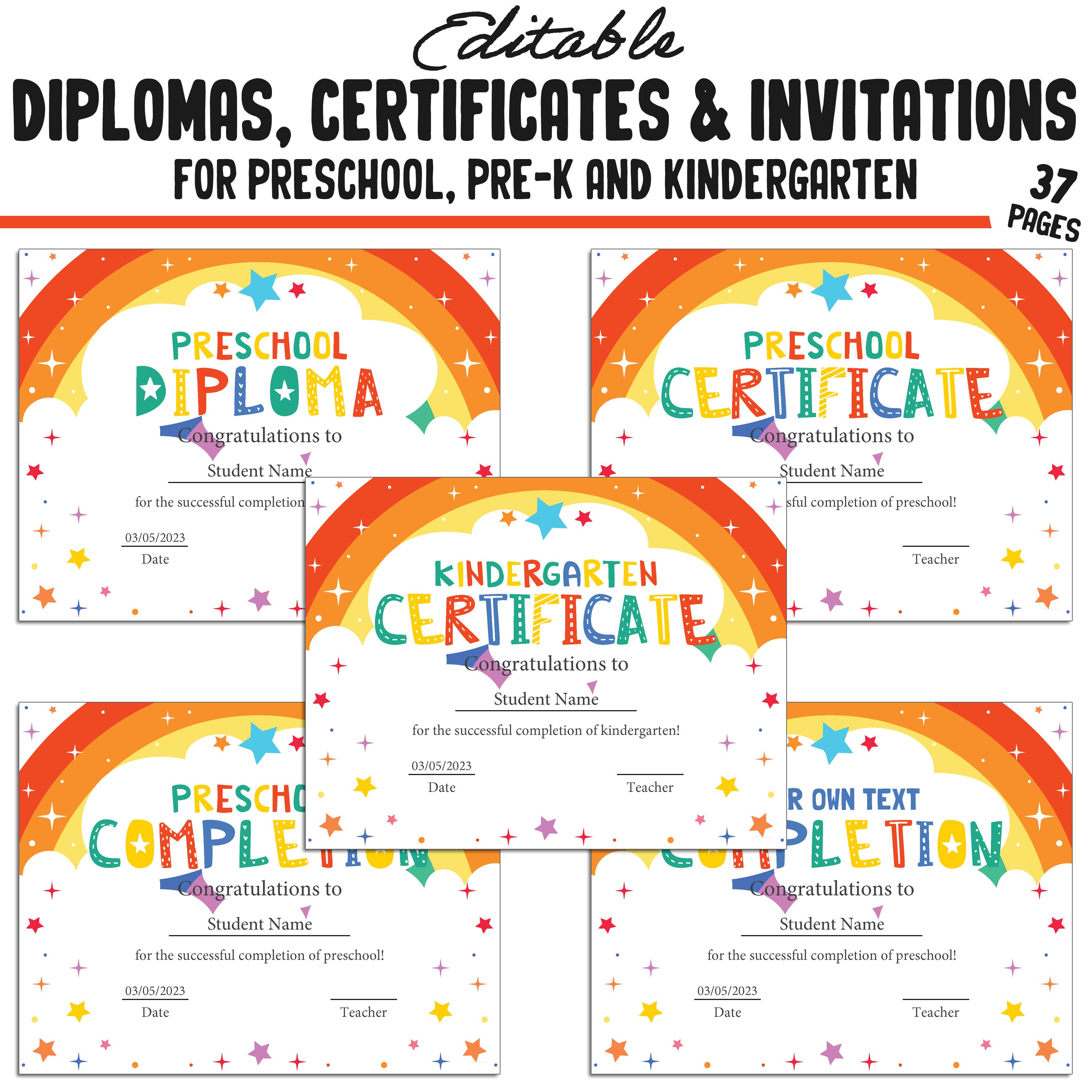 37 Customizable Rainbow-themed Pre-k, Kindergarten, and Preschool ...