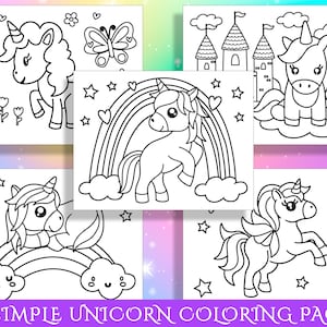 Simple Unicorn Coloring Pages: 25 Fun Activity Sheets for Preschool and ...