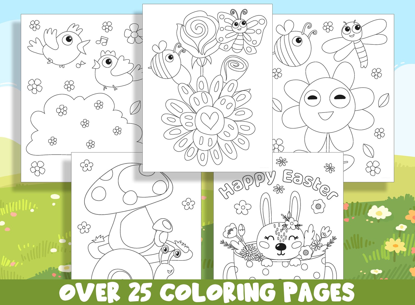 Spring Coloring Book, 25 Printable Spring Elements/easter Coloring ...