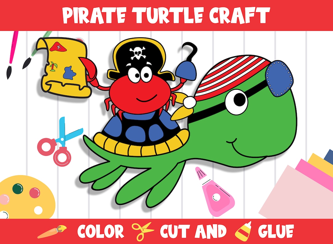 Pirate Turtle Craft Activity - Color, Cut, and Glue for Prek to 2nd ...