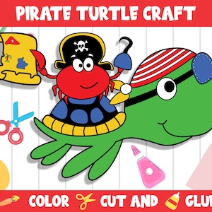 Pirate Turtle Craft Activity - Color, Cut, and Glue for Prek to 2nd ...