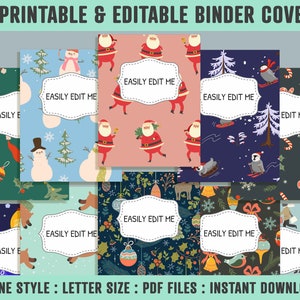 Santa Claus Christmas Winter Binder Cover, 10 Printable/editable Binder ...