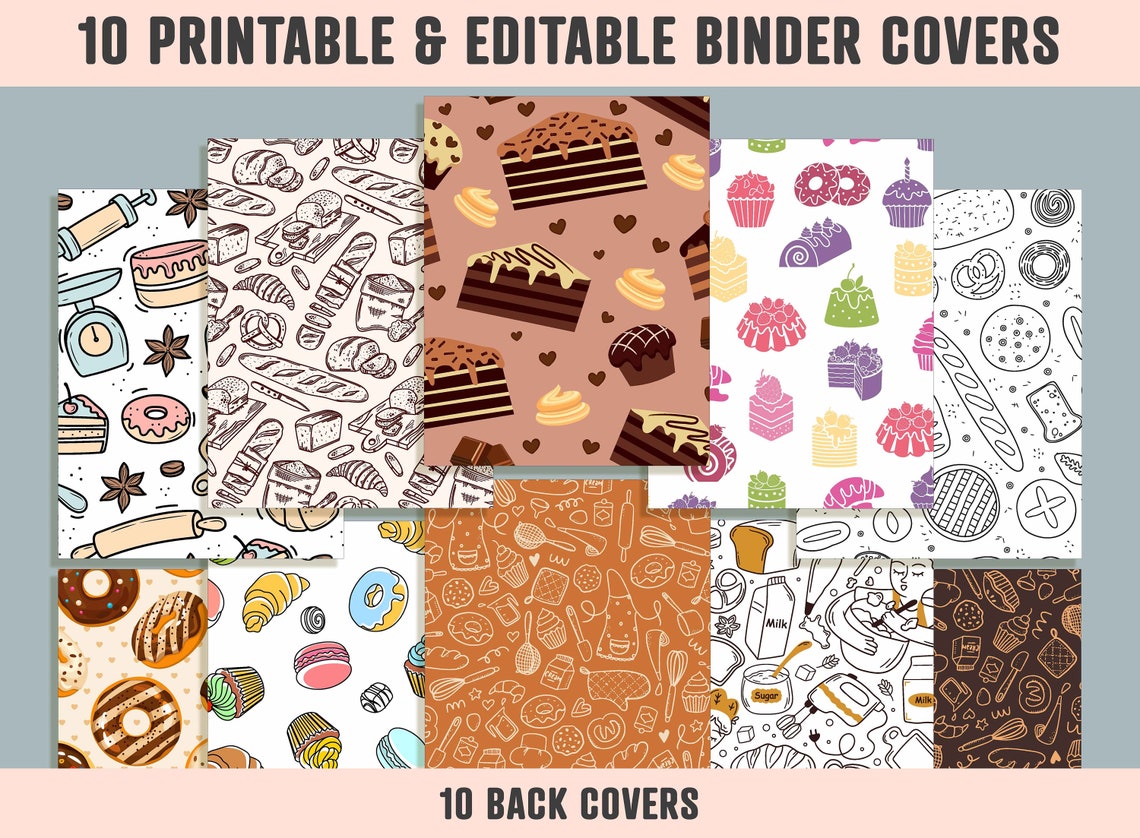 Bakery Binder Cover (bread, Cake, Brownie, Bun, Croissant...), 10 ...