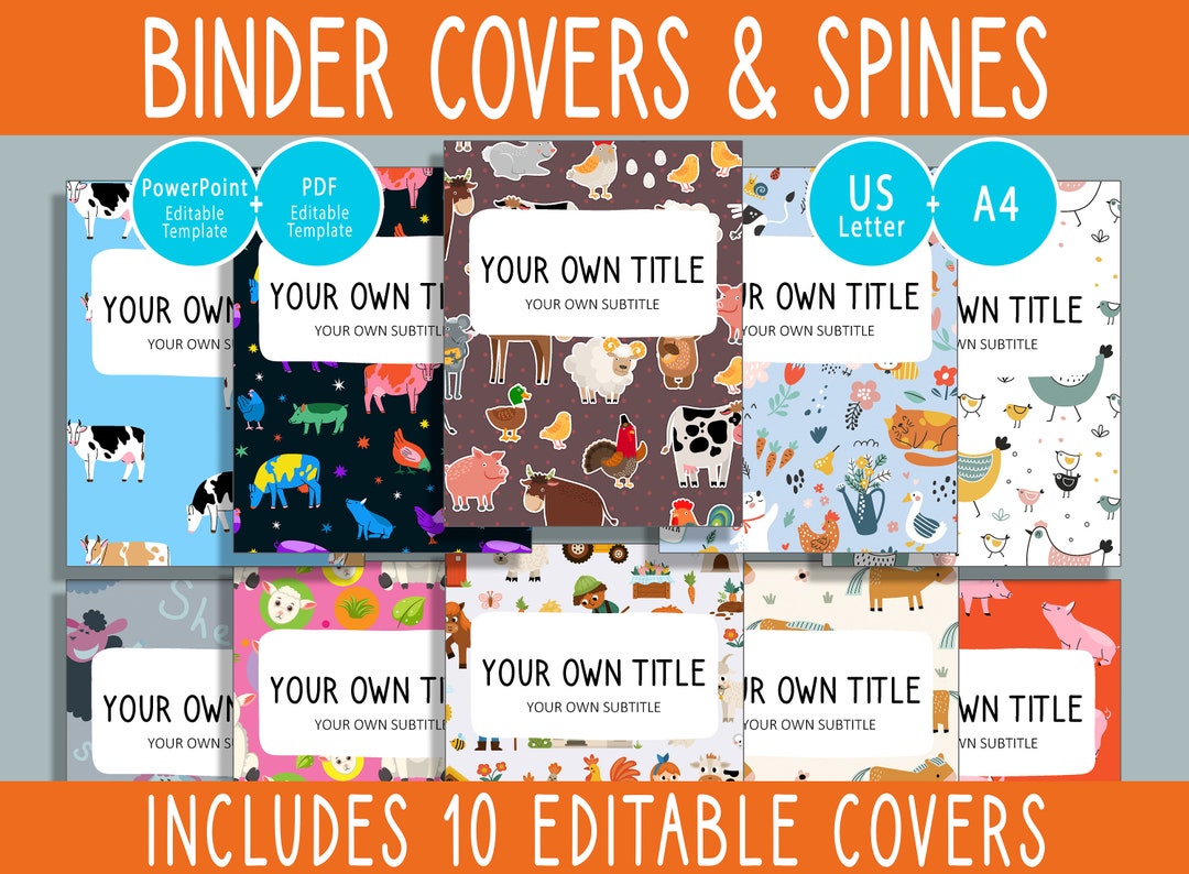 10 Editable Farm Animal Binder Covers Includes 1 1.5 - Etsy
