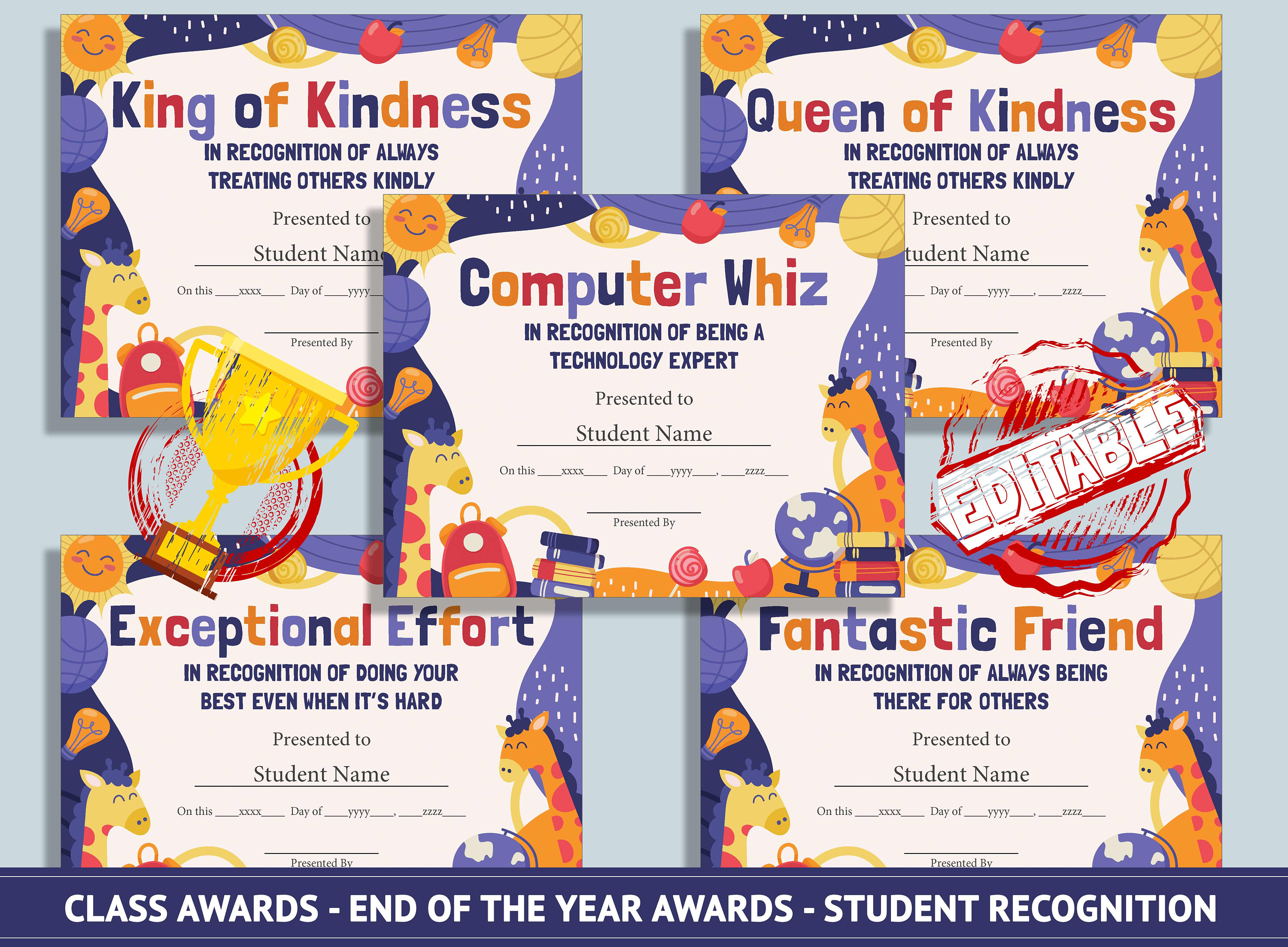 Editable Funny Classroom Awards, End of the Year Classroom Awards ...