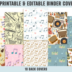 Binder Cover Music, 10 Printable/editable Covers+spines, Teacher/school ...