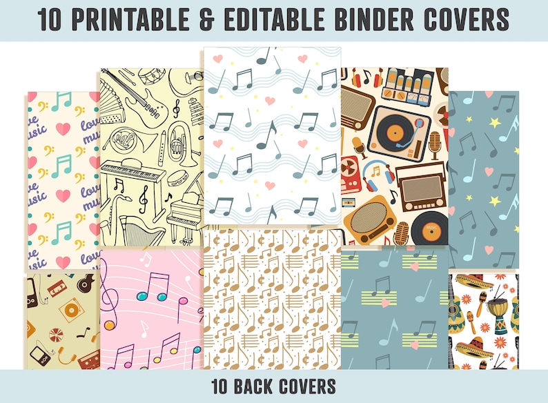 Binder Cover Music 10 Printable/editable Coversspines - Etsy