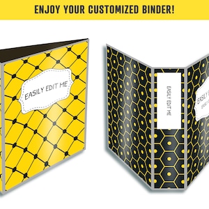 Yellow and Black Binder Cover, 10 Printable & Editable Binder Covers ...
