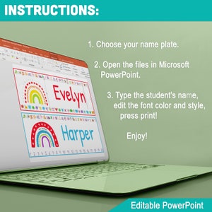 Editable Desk Name Tags for Students: Rainbow Theme, 30 Designs, 8.5 ...