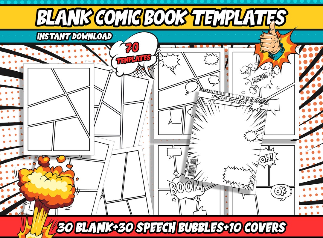 70 Comic Strip Templates, Create Your Own Comic Book, Includes: 30 ...