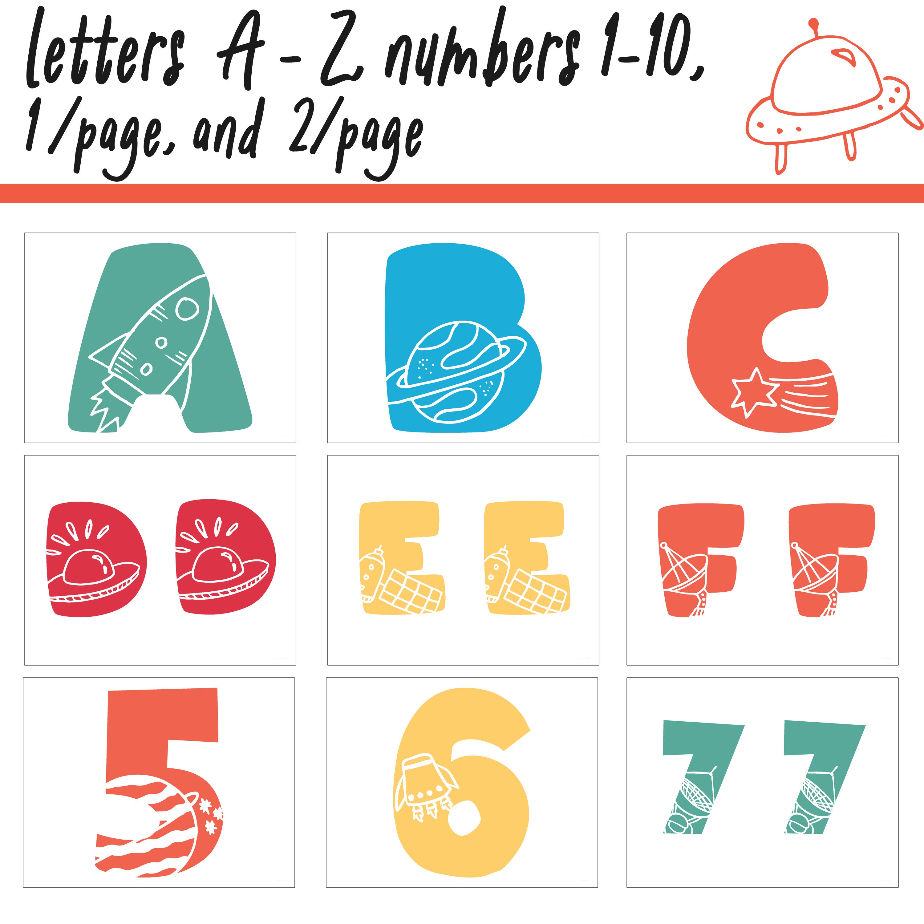 Space Bulletin Board Letters | A - Z, Letters and Numbers,1 and 2 per ...
