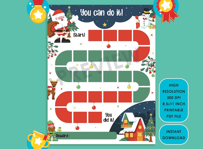 Printable Christmas Reward Chart Santa Claus/winter/snowman - Etsy