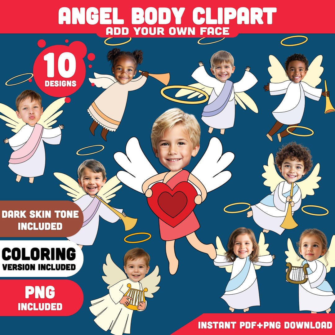 Angel Body Clipart – Add Your Own Face Craft for Kids, Fun Bulletin ...